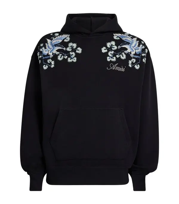 Amiri Cotton Floral Embroidered Hoodie