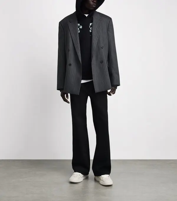 Amiri Cotton Hoodie With Floral Embroidery - Black
