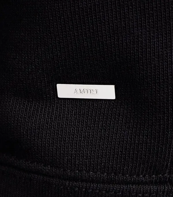 Amiri Cotton Hoodie With Floral Embroidery - Black