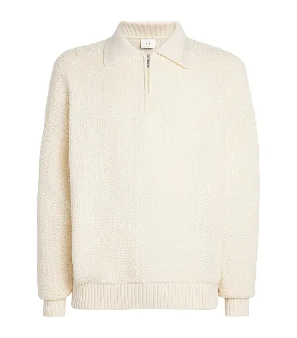 CHE Cotton Orson Quarter-zip Sweater - Beige
