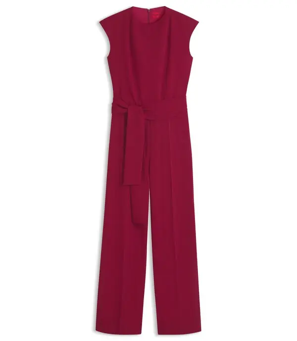 Hugo Crepe Jumpsuit With Belt - Light Red