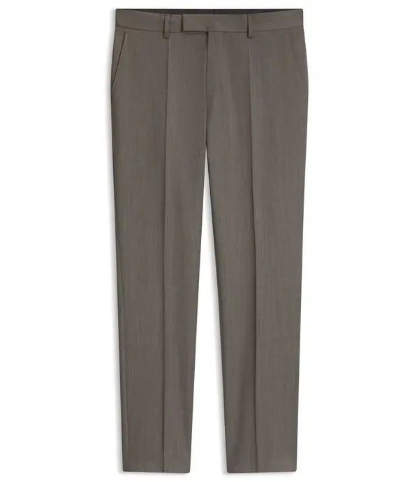 BOSS Virgin Wool Slim-fit Trousers - Dark Brown