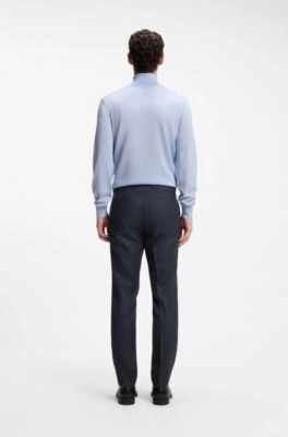 BOSS Slim-fit Patterned Pants In Italian Virgin Wool