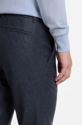 BOSS Slim-fit Patterned Pants In Italian Virgin Wool