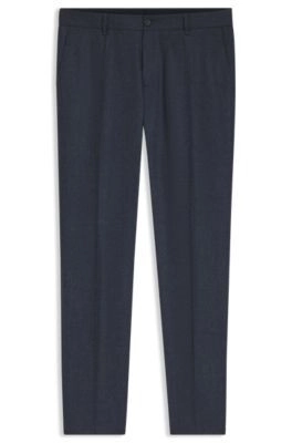 BOSS Slim-fit Patterned Pants In Italian Virgin Wool