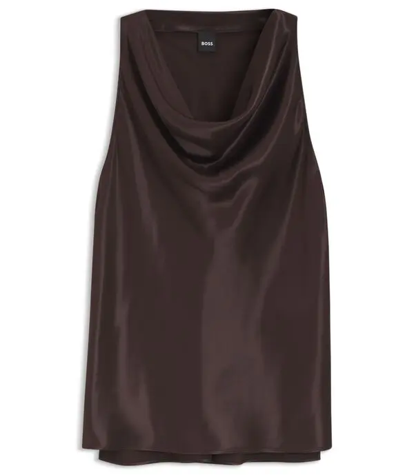 BOSS Sleeveless Cowl Neck Satin Blouse