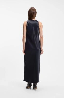 BOSS Sleeveless Cowl Neck Satin Blouse - Dark Blue