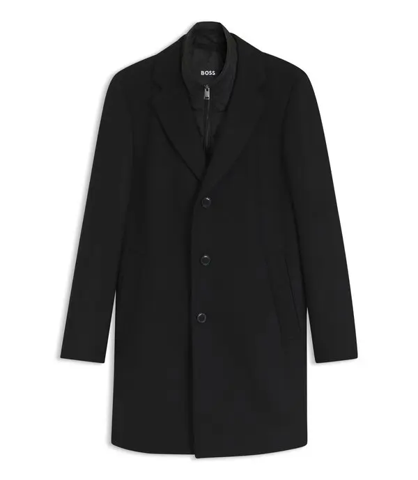 BOSS Wool-blend Coat With Zip-up Inner