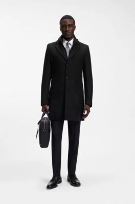BOSS Wool-blend Coat With Zip-up Inner