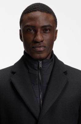 BOSS Wool-blend Coat With Zip-up Inner