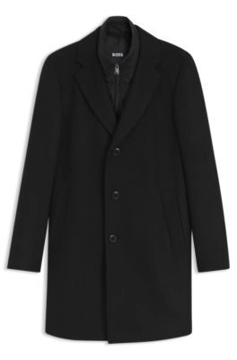 BOSS Wool-blend Coat With Zip-up Inner