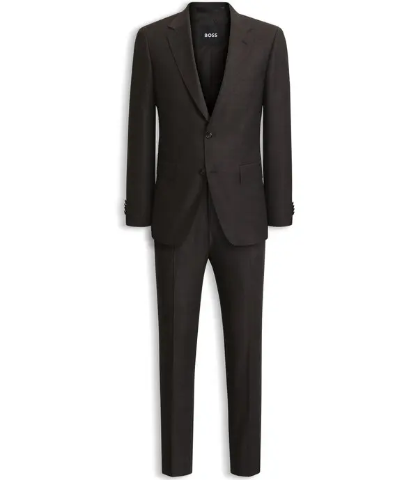 BOSS Two-piece Slim-fit Suit In Patterned Stretch Wool