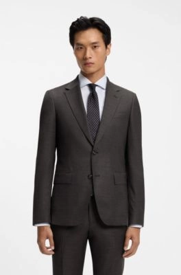 BOSS Two-piece Slim-fit Suit In Patterned Stretch Wool