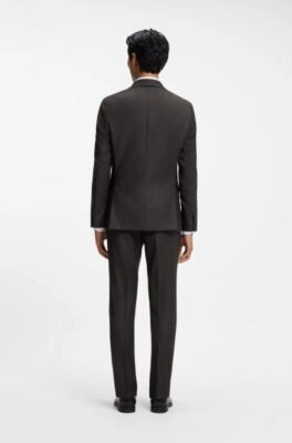 BOSS Two-piece Slim-fit Suit In Patterned Stretch Wool