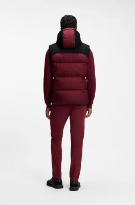 BOSS Water-repellent Hooded Vest With Down Filling