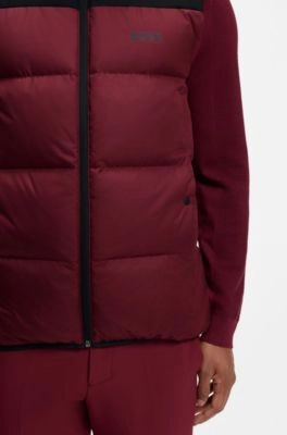 BOSS Water-repellent Hooded Vest With Down Filling
