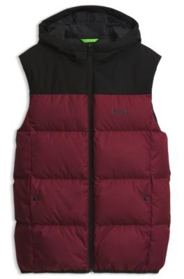 BOSS Water-repellent Hooded Vest With Down Filling