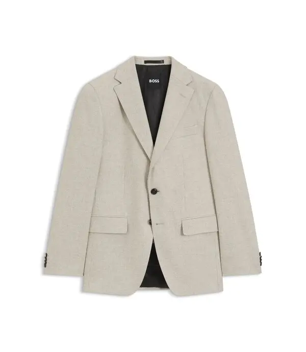 BOSS Patterned Slim-fit Blazer In A Wool-cashmere Blend - Light Brown