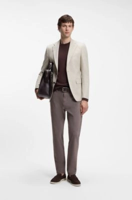 BOSS Patterned Slim-fit Blazer In A Wool-cashmere Blend