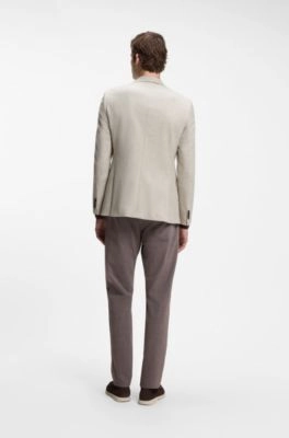 BOSS Patterned Slim-fit Blazer In A Wool-cashmere Blend