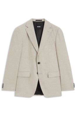 BOSS Patterned Slim-fit Blazer In A Wool-cashmere Blend