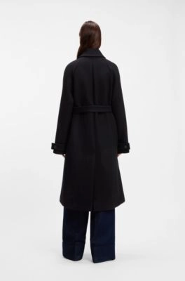 BOSS Belted Wool-blend Coat In A Relaxed Fit