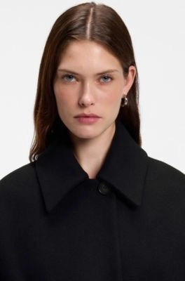 BOSS Belted Wool-blend Coat In A Relaxed Fit