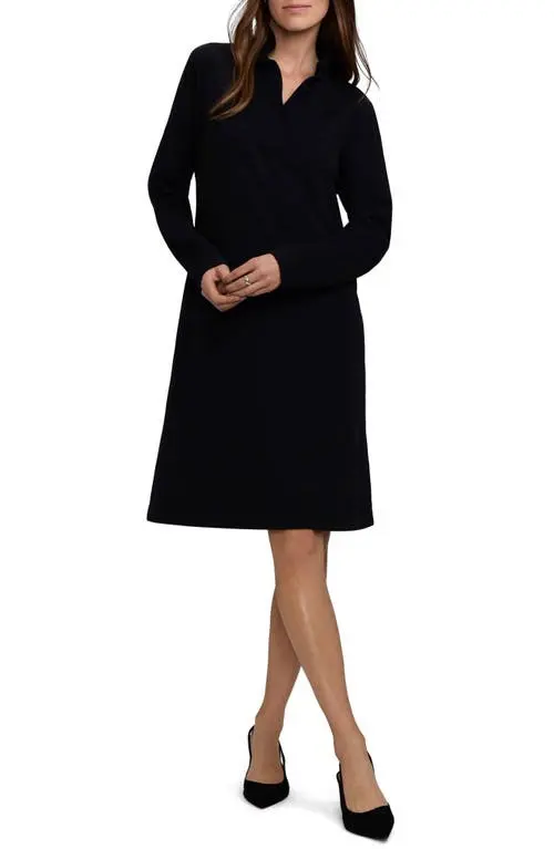 Foxcroft Tammy Long Sleeve Crepe Shirtdress - Black