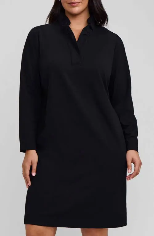 Foxcroft Tammy Long Sleeve Crepe Shirtdress - Black