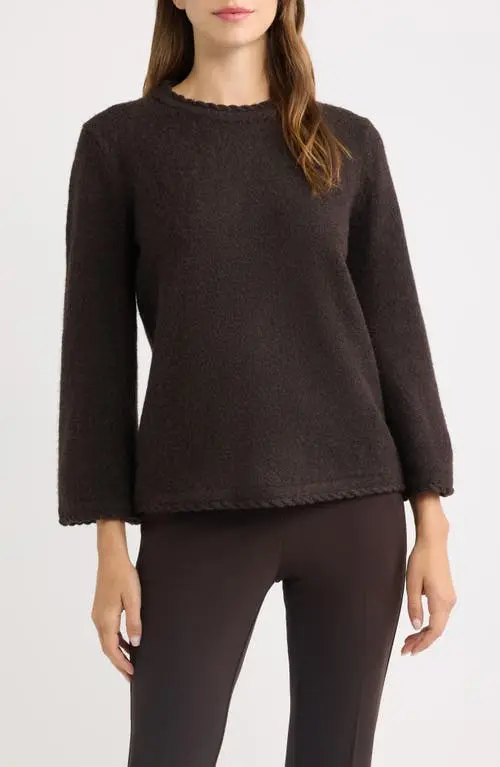 Anne Klein Braided Trim Sweater - Deep Mahogany