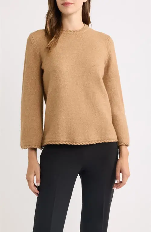 Anne Klein Braided Trim Sweater - Vicuna