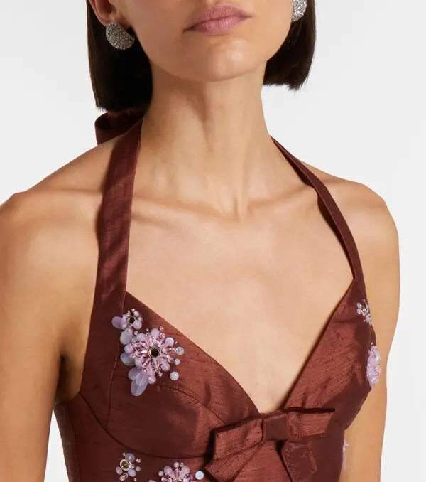 SHUSHU/TONG Embellished Halterneck Crop Top
