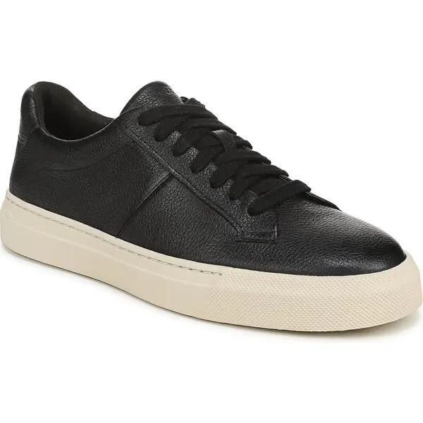 Vince Lomas Leather Low Top Sneakers - Black