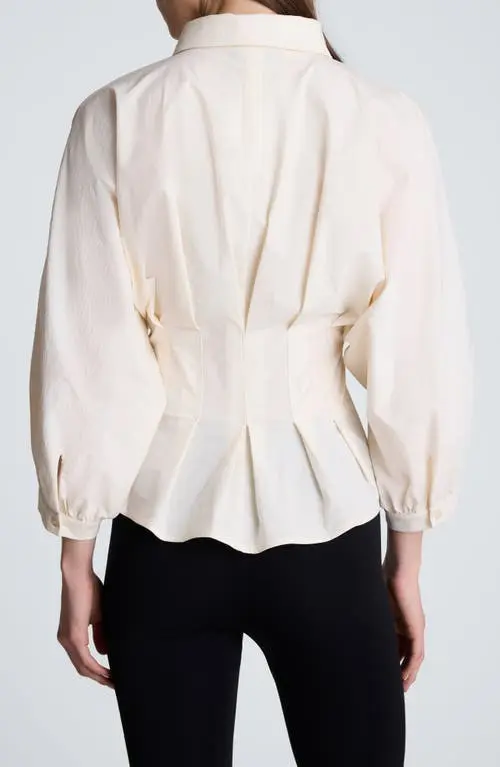 KENNETH COLE Pleated Button Front Shirt With Balloon Sleeves