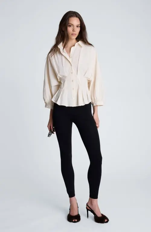KENNETH COLE Pleated Button Front Shirt With Balloon Sleeves