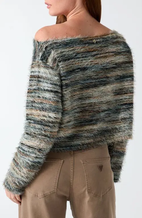 Guess Justina Space Dye Fuzzy Bateau Neck Top