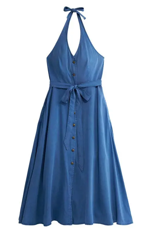 LEEM Belted Button Front Midi Dress