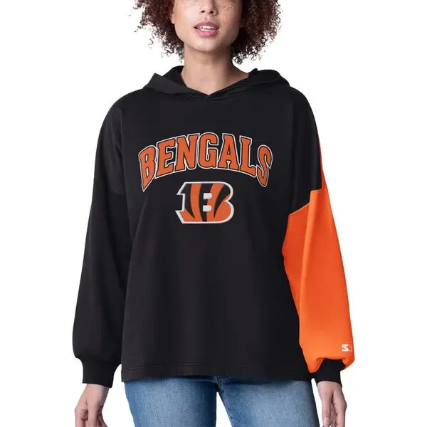 STARTER Cincinnati Bengals Power Move Long Sleeve Pullover Hoodie