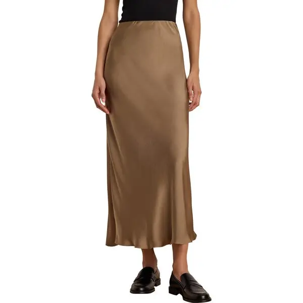 NIC+ZOE Day Gloss Midi Slip Skirt - Hazelnut