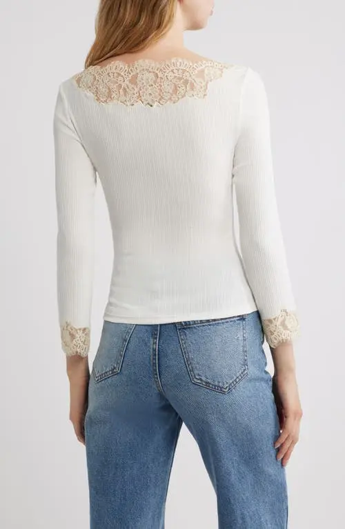 DÔEN Riana Lace Trim Ribbed T-shirt