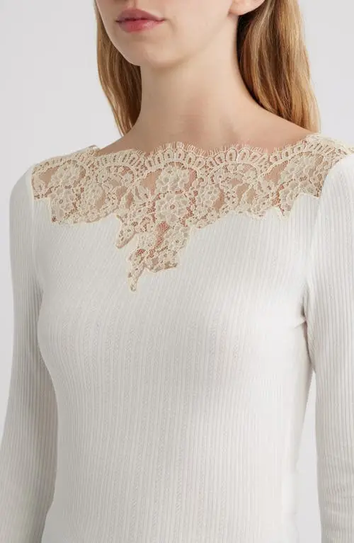 DÔEN Riana Lace Trim Ribbed T-shirt