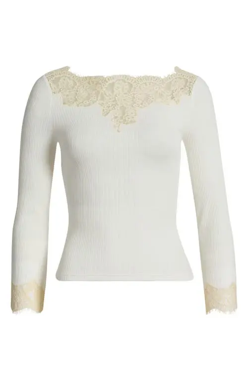 DÔEN Riana Lace Trim Ribbed T-shirt
