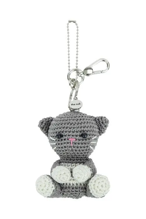 THE SAK Hand Crochet Dangle Charm - Grey Cat
