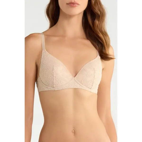 LAUREN INTIMATES Everyday Lace Bralette - Light Truffle