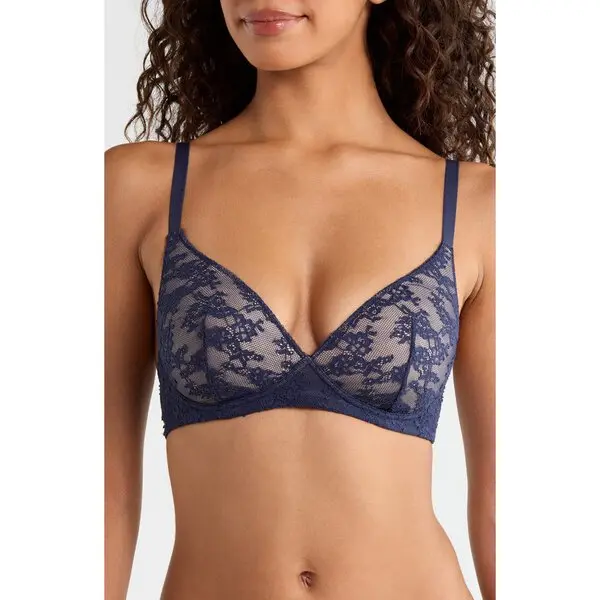 LAUREN INTIMATES Everyday Lace Bralette - Navy