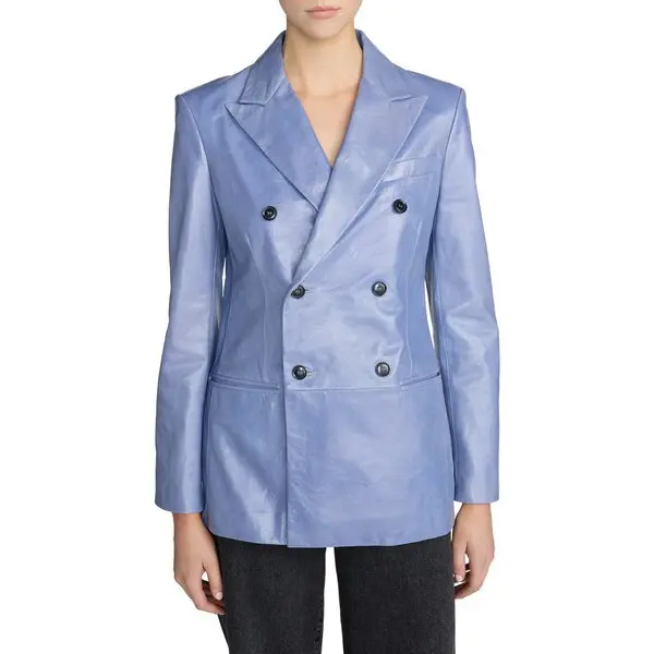 FRAME Boulevard Leather Blazer - Periwinkle