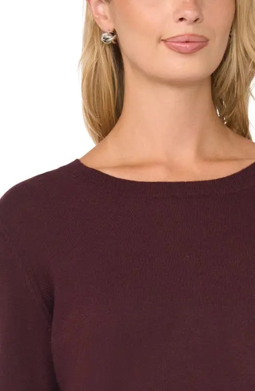 Vince Camuto Crewneck Mixed Media Dress With Slit