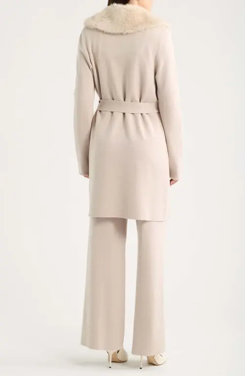 TAHARI ASL Faux Fur Collar Cardigan