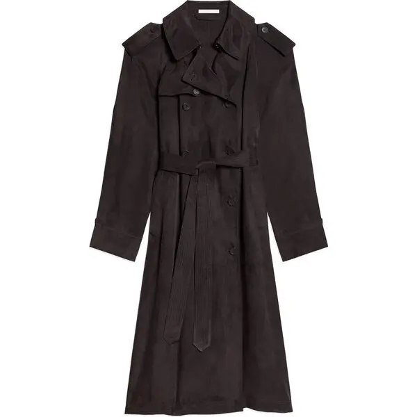 Helmut Lang Fluid Microsuede Trench Coat - Truffle