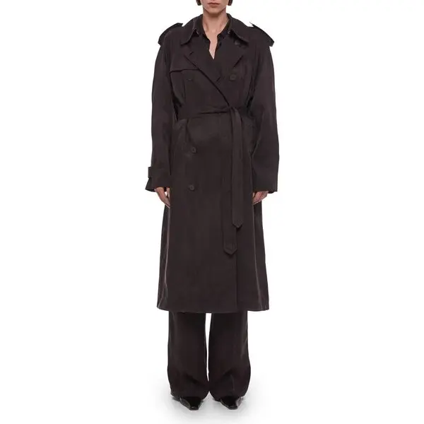 Helmut Lang Fluid Microsuede Trench Coat - Truffle